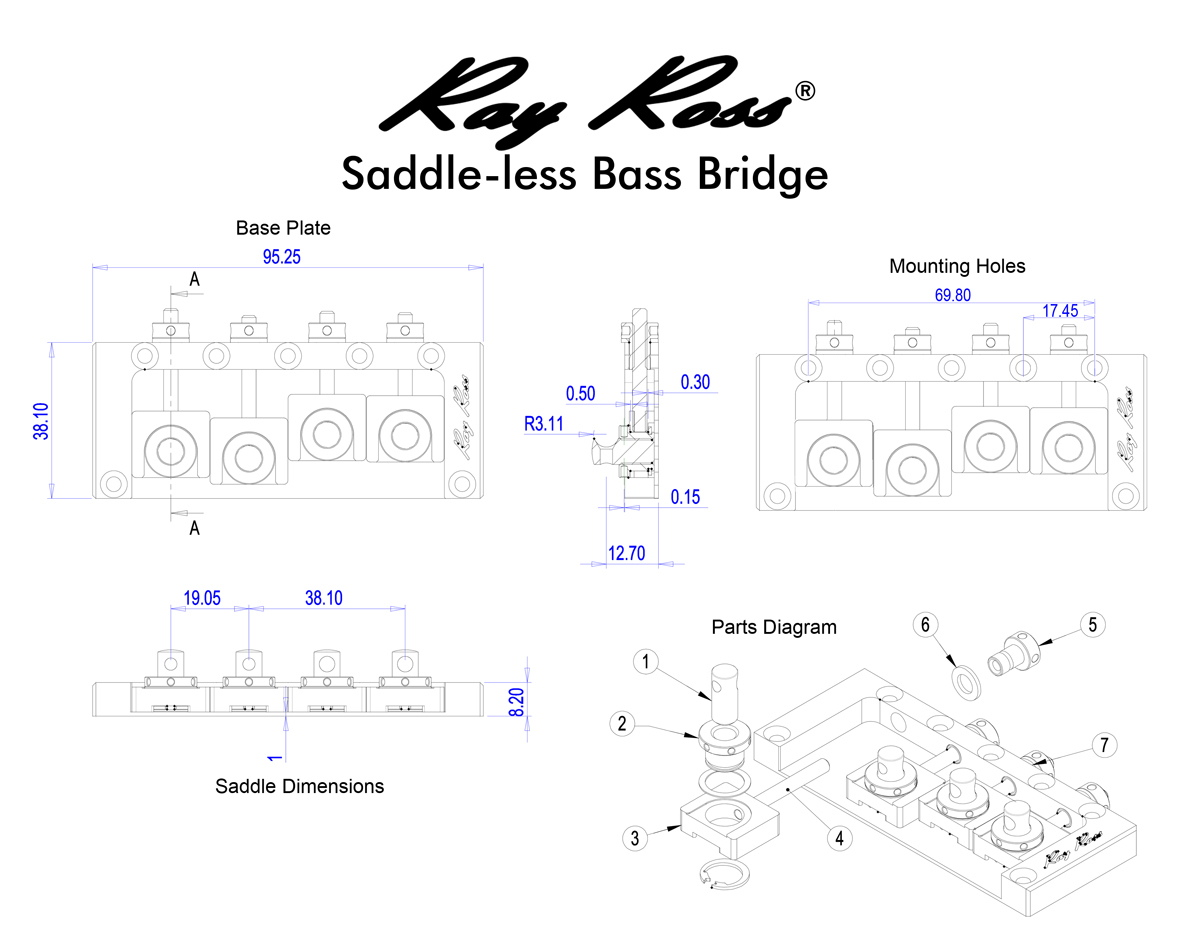 Ray Ross Bass Bridge (4Strings) | Deviser ｜株式会社ディバイザー｜長野県松本市のギターメーカー